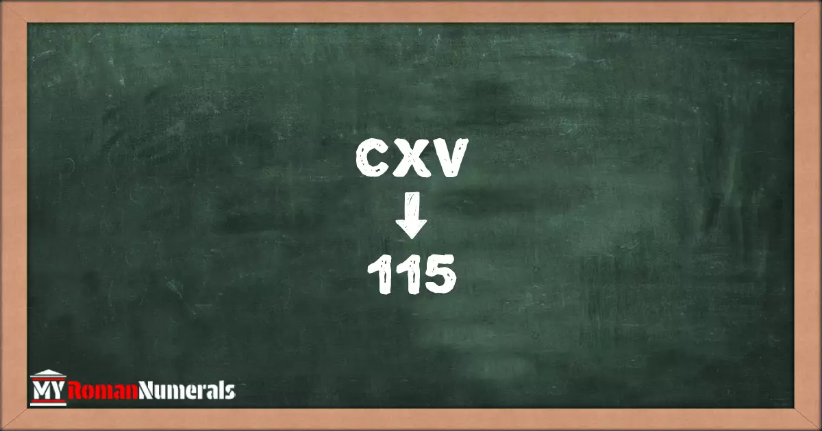 CXV in Numbers – Roman Numeral CXV Meaning - MyRomanNumerals.com